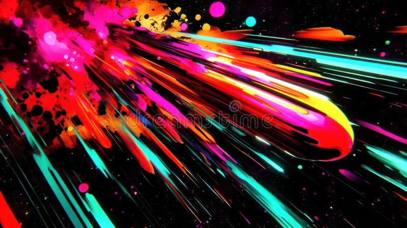 A Vibrant Explosion of Colors and Shapes, Evoking a Sense of Motion and ...