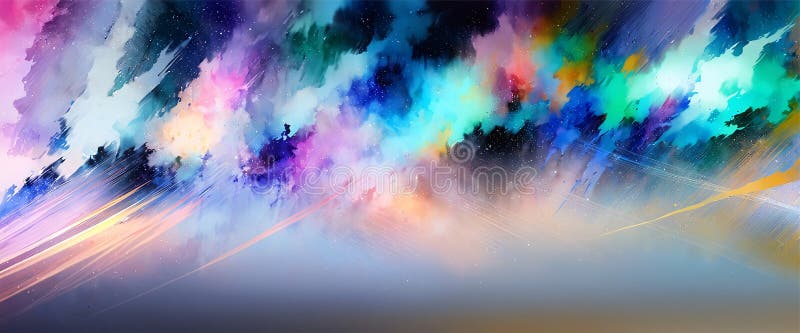 Vibrant Explosion of Colors Sweeps Across a Misty, Textured Backdrop ...