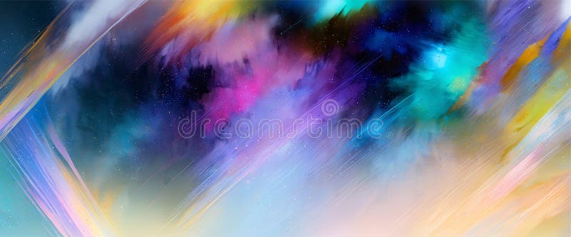 Vibrant Explosion of Colors Sweeps Across a Misty, Textured Backdrop ...