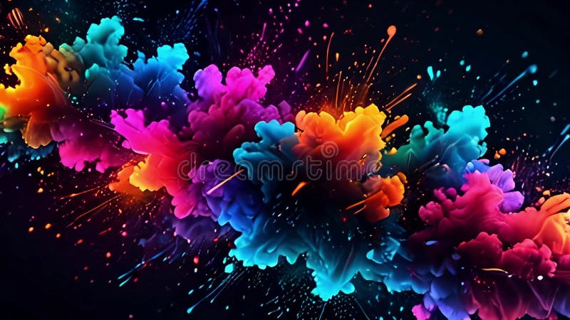 Vibrant Explosion of Colorful Paint in Dynamic Abstract Smoke Form ...