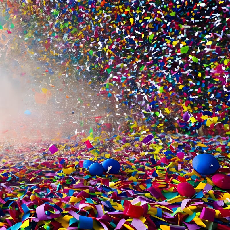 A Vibrant Explosion of Confetti and Streamers, Creating a Festive and ...