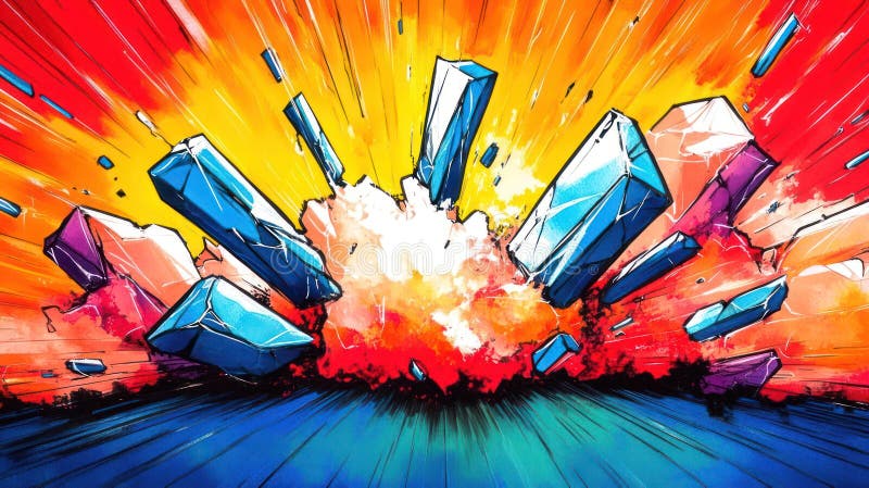 A Vibrant Explosion of Crystals Against a Bright Background, Conveying ...