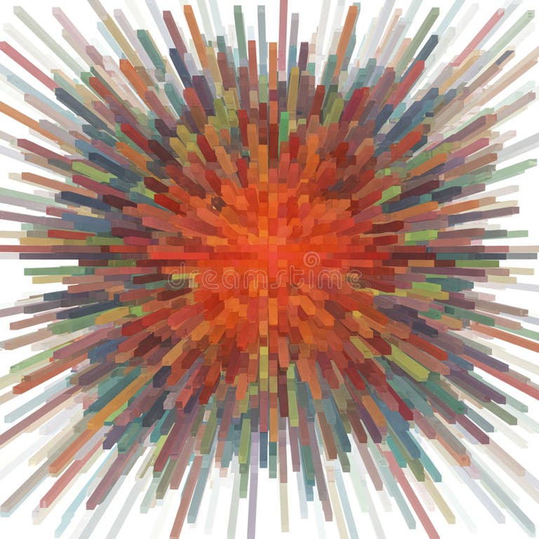 A Vibrant Explosion of 3D Rectangular Prisms Radiates from a Central ...