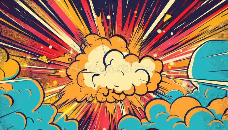 Colorful Explosion Graphic with Dynamic Rays and Vibrant Clouds in a ...