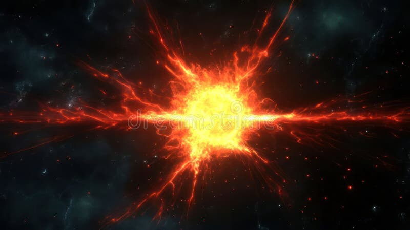 Fiery Cosmic Explosion: Galactic Inferno in Space, Stellar Energy Burst ...