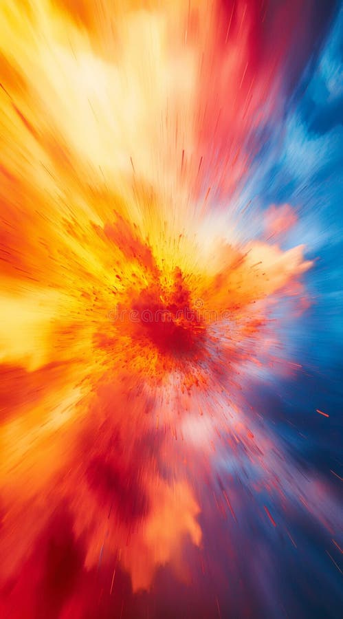 Vibrant Explosion Expanding Outward, Featuring a Dynamic Motion Blur ...