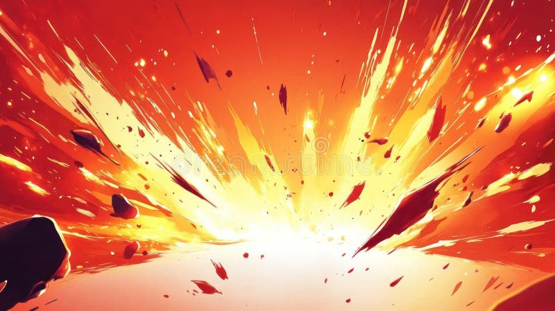 A Vibrant Explosion with Fiery Colors and Debris Radiating Outward ...