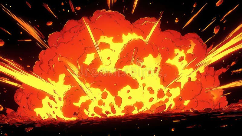 A Vibrant Explosion with Fiery Colors and Dynamic Energy Bursts Stock ...