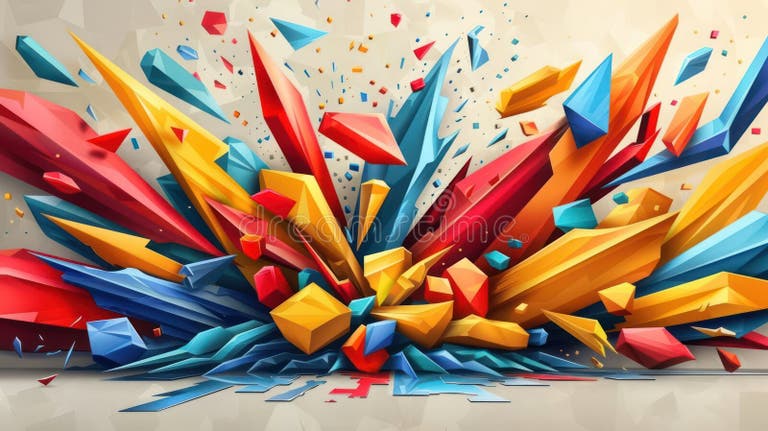 Abstract Colorful Geometric Explosion Stock Illustration - Illustration ...