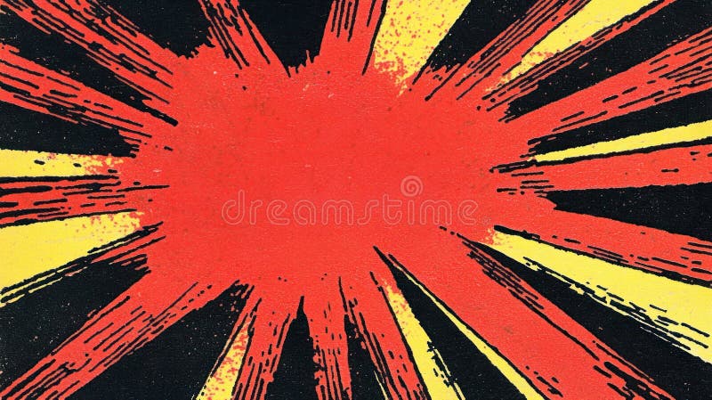 A Vibrant Explosion Graphic Featuring Red and Yellow Rays on a Black ...