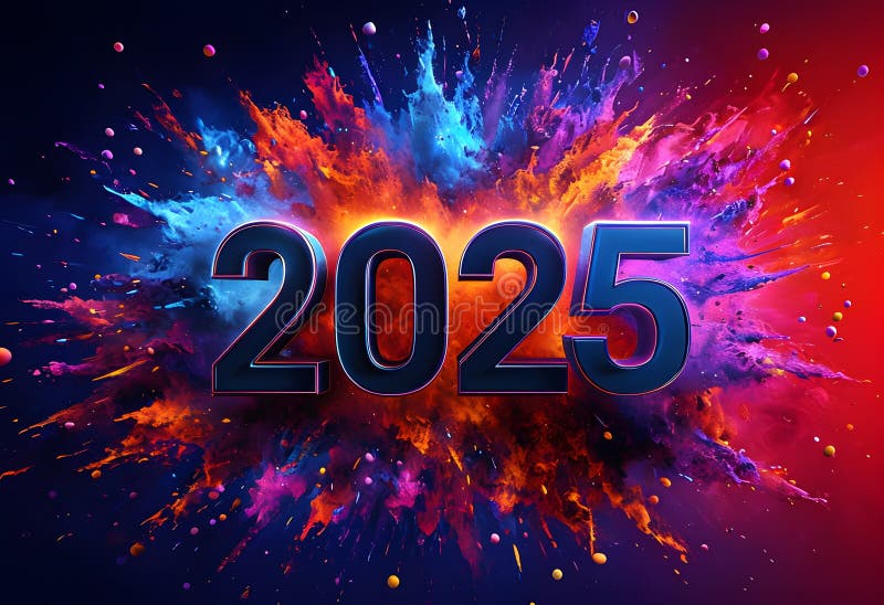 Vibrant 2025 Explosion Graphic with Multicolor Splash, Energetic and ...