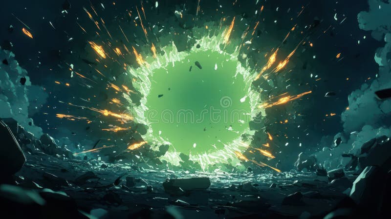 Green Energy Explosion, Fantasy Landscape, Magical Portal Stock ...