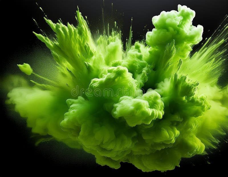 Dramatic Explosion with Green Smoke Contrasting Against a Black ...