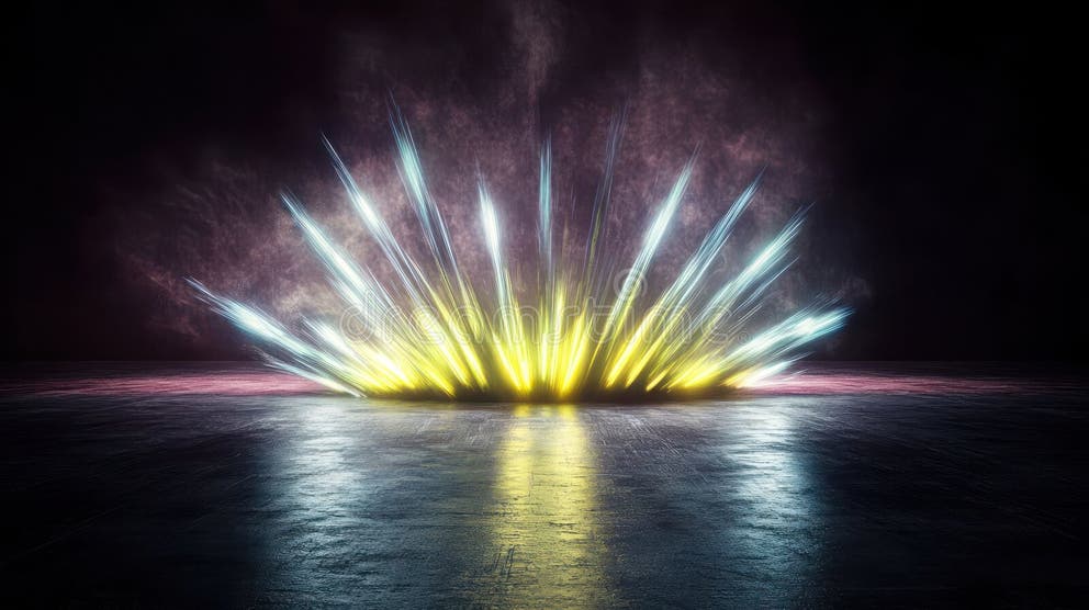Abstract Neon Light Explosion on Dark Background Stock Illustration ...