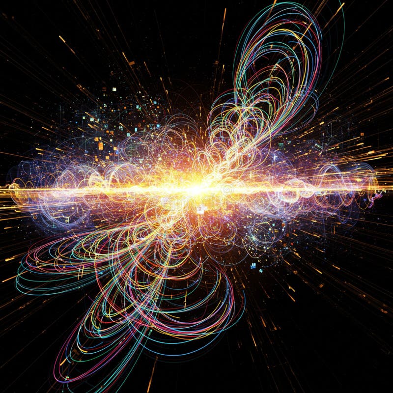 A Vibrant Explosion of Light and Color, Resembling an Abstract Digital ...