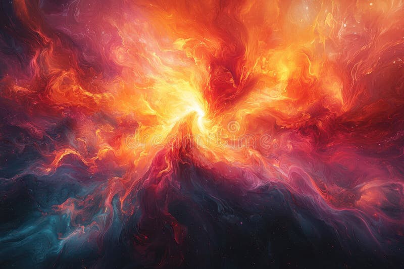 Vibrant Explosion of Liquid Light with Swirling Colors in Cosmic Scene ...