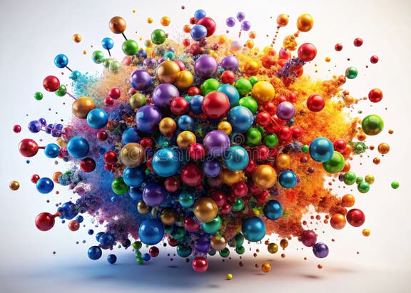Vibrant Explosion of Multicolored Atom Molecules an Abstract Visual ...