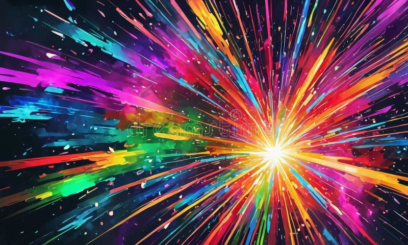 Vibrant Explosion Multicolored Paint Splatters Radiates from Central ...