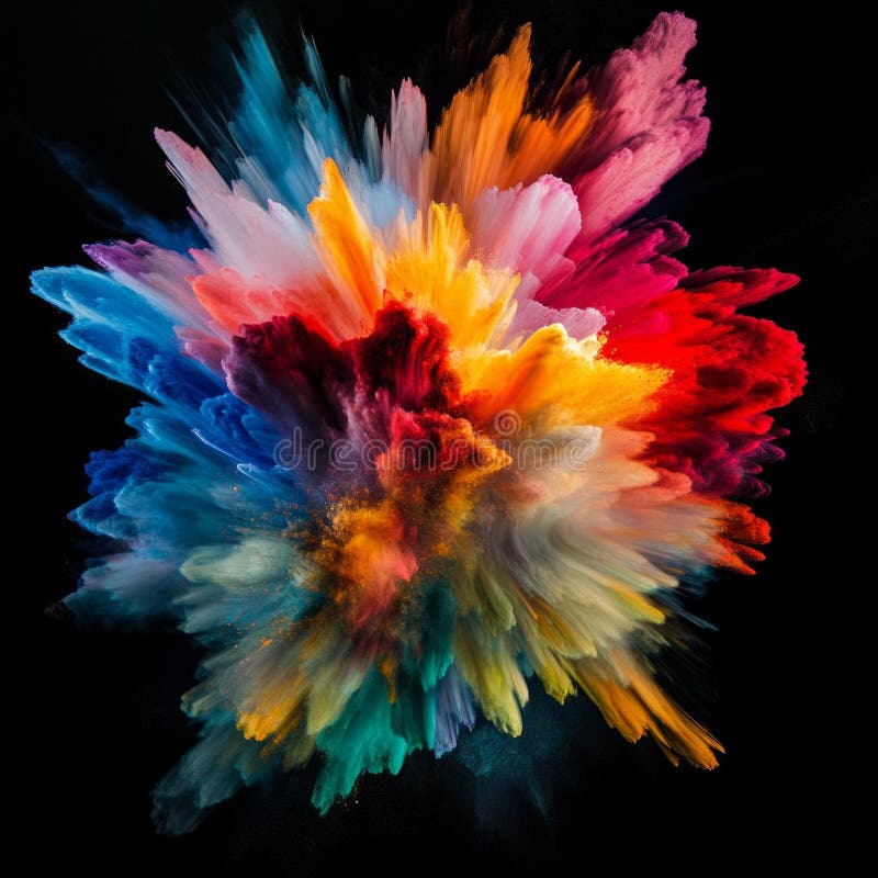 Colorful Powder Explosion Creates Vibrant Backdrop Stunning Contrast ...