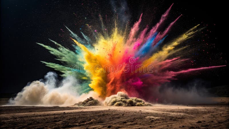 A Vibrant Explosion of Multicolored Powder Creates a Stunning Visual ...