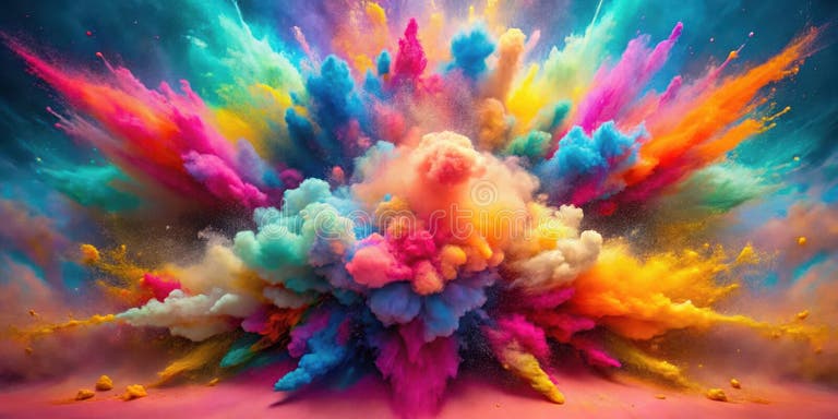 Vibrant Explosion of Multicolored Powder Creating a Stunning Visual ...