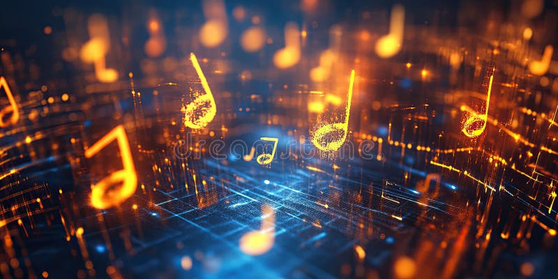 A Vibrant Explosion of Musical Notes Dances through a Swirling Nebula ...