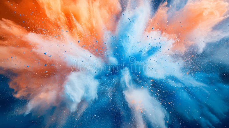 Vibrant Explosion of Orange and Blue Powder, Dynamic Color Burst ...
