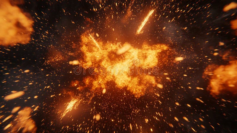 Vibrant Explosion of Orange Particles Emanates from the Center, Casting ...