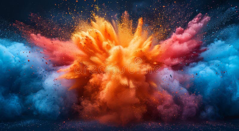 Orange Powder Explosion White Background Creates Dynamic Abstract ...