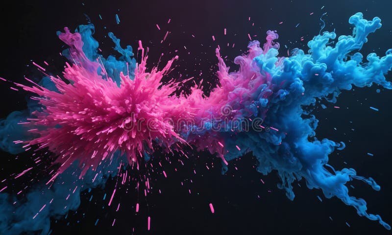 Vibrant Explosion Pink and Blue Powder Particles Fills the Frame ...