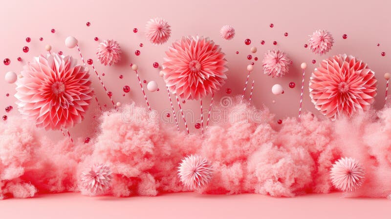 A Vibrant Explosion of Pink Decorations and Soft Textures Creating a ...
