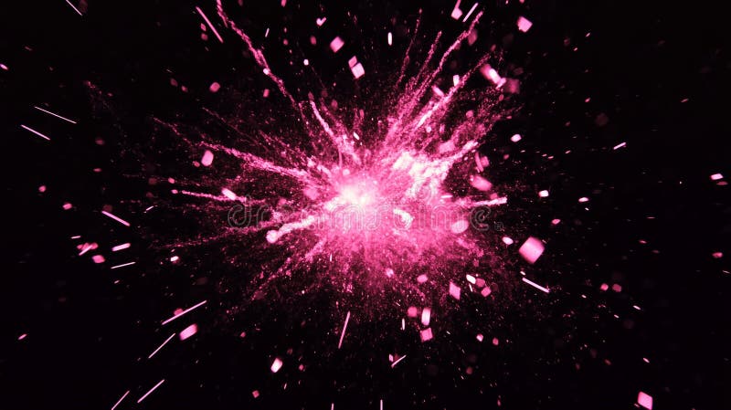 Colorful Burst of Pink Sparks Illuminating the Dark Background at Night ...