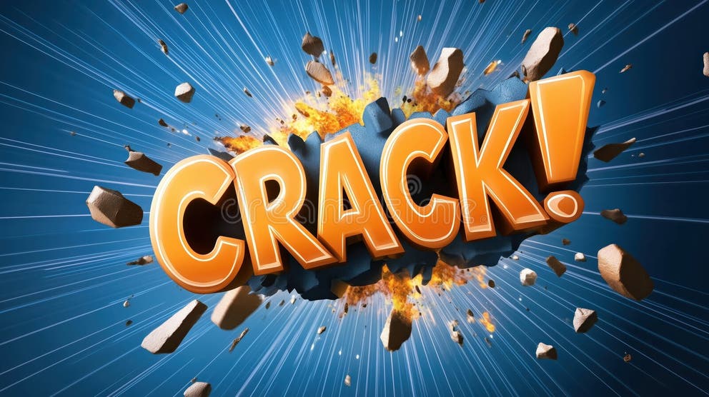 Dynamic Burst of Energy Showcasing the Word Crack Amidst Explosive ...