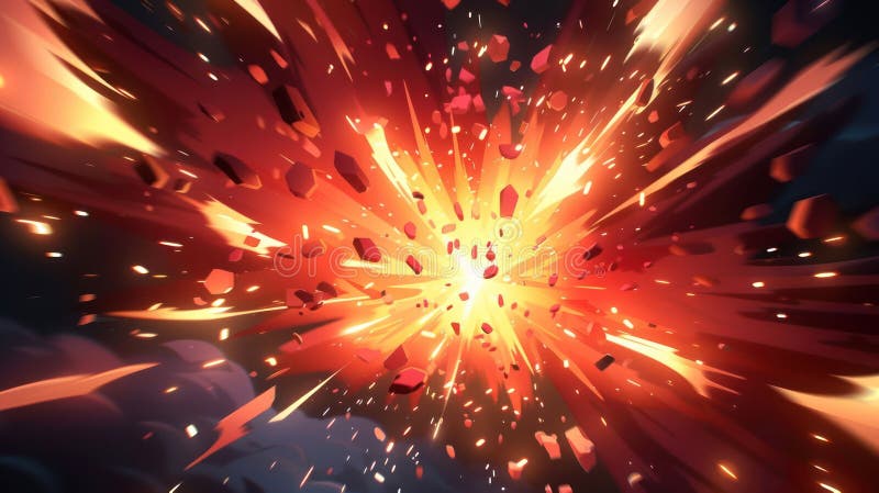 A Vibrant Explosion Radiating Fiery Colors and Debris in a Dynamic ...