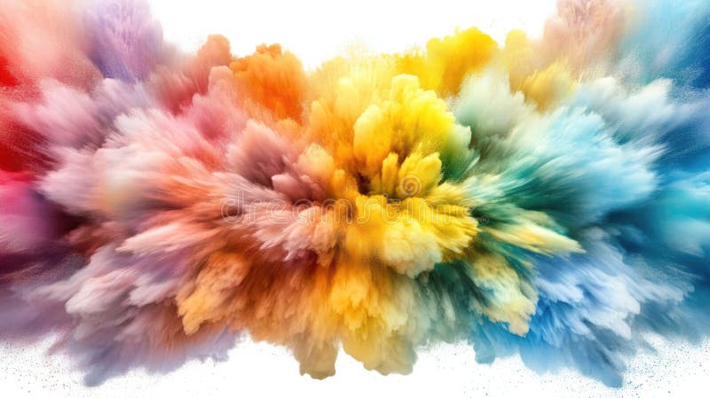 Vibrant Explosion of Rainbow Colored Powder in Mid-air Stock Photo ...
