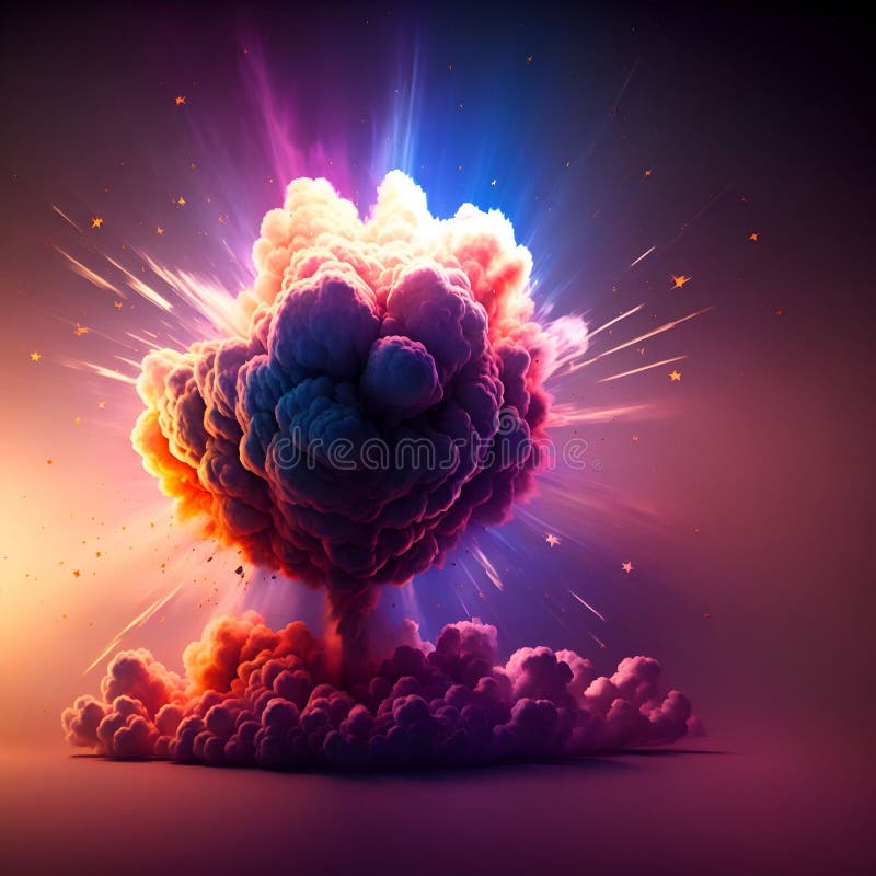Vibrant Explosion of Smoke in the Air Stock Illustration - Illustration ...