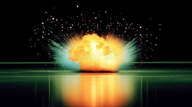 A Vibrant Explosion with Sparks and Reflections, Showcasing Dynamic ...