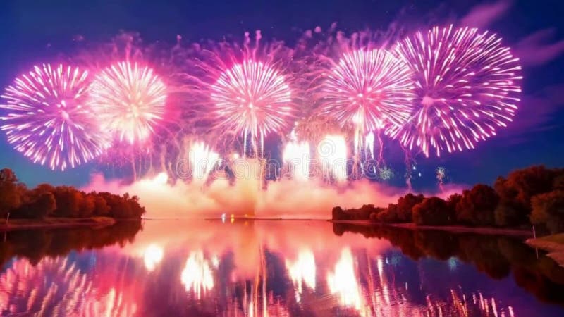 Vibrant Explosions in the Night Sky and a Spectacular Fireworks Stock ...