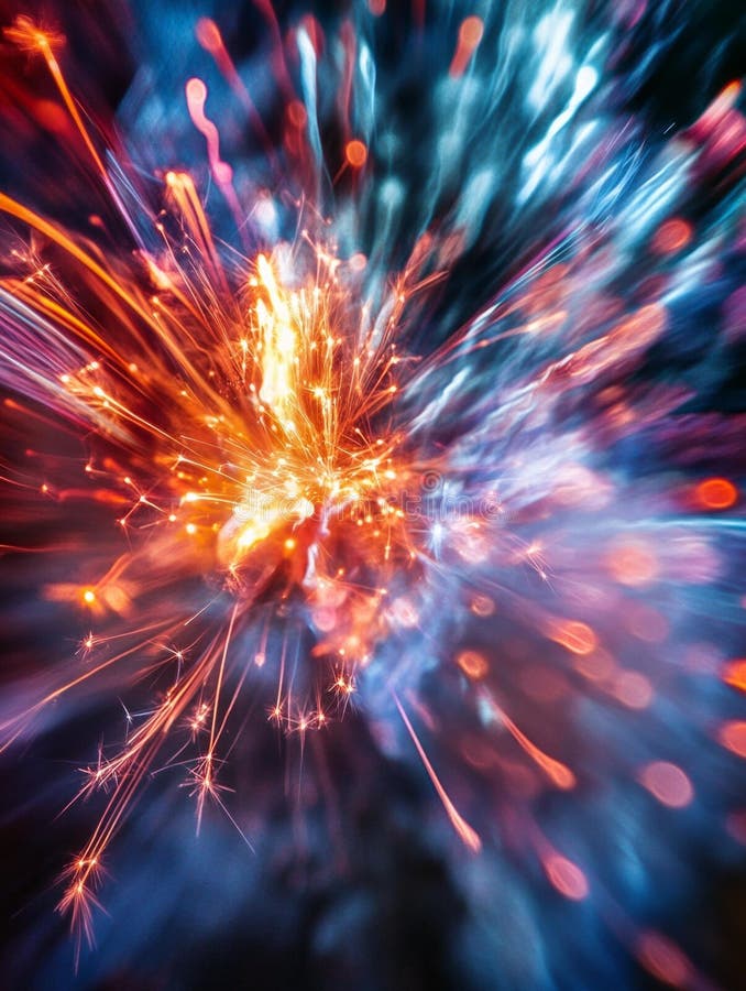 Vibrant Explosive Light Burst in Multicolor Energetic Display Stock ...
