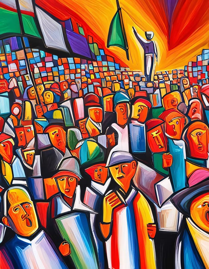 Vibrant Expressionist Art Capturing the Essence of a Passionate Protest ...