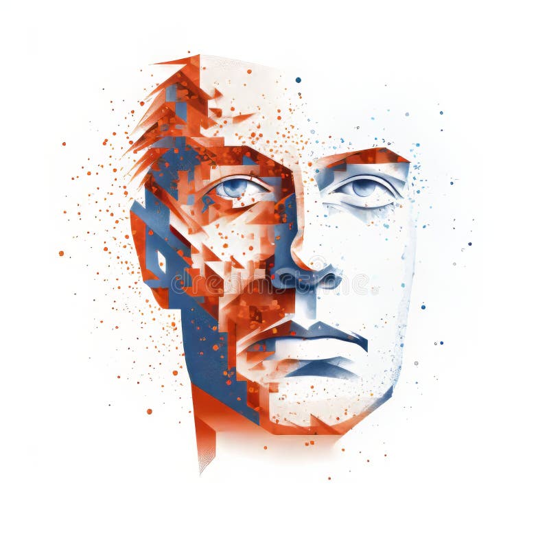 Vibrant and Expressive Poster Art: Red and Blue Realistic Impression ...