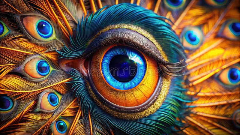 A Vibrant Eye, Adorned with Iridescent Plumage, Resembling a Peacock S ...