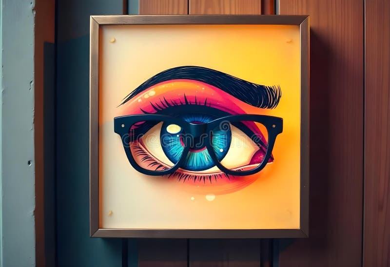 Vibrant Eye Art with Classic Glasses Creates a Playful Visual ...