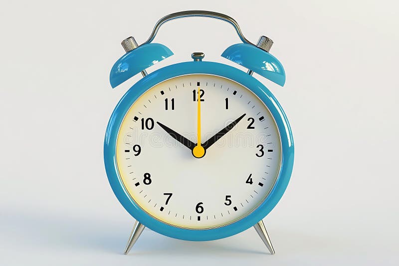 Vibrant Eye-catching Classic Blue Alarm Clock Set Against Plain White ...
