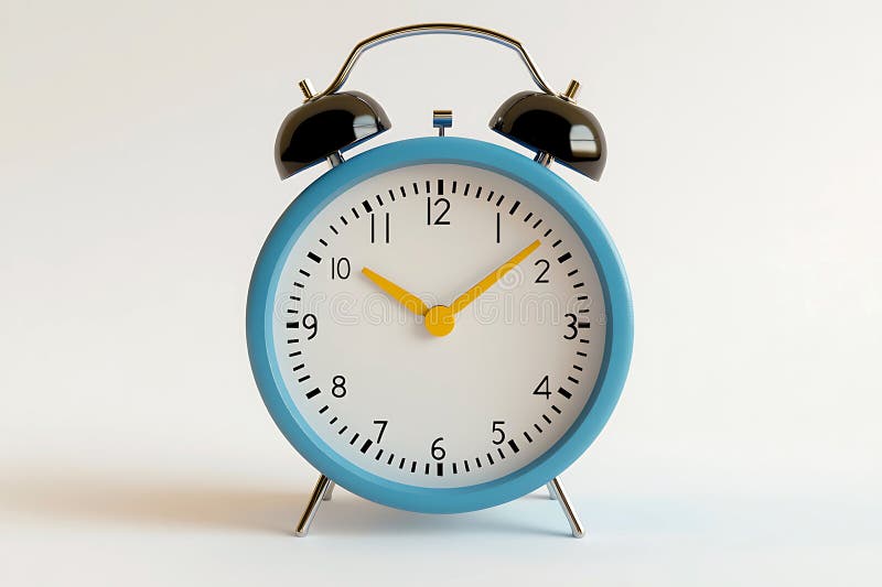 Vibrant Eye-catching Classic Blue Alarm Clock Set Against Plain White ...