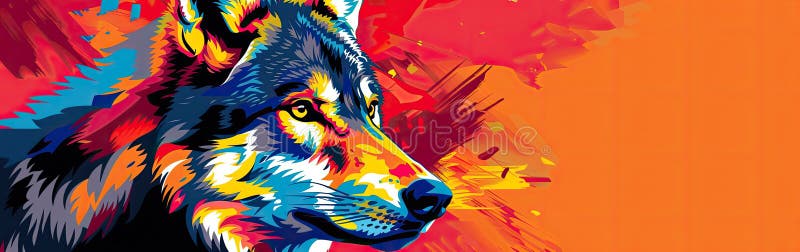 Vibrant Pop Art Wolf on Abstract Square: Colorful Illustration Stock ...
