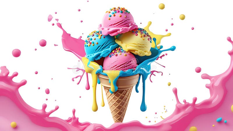 A Vibrant, Eye-catching Image of a Multi-colored Ice Cream Cone Stock ...