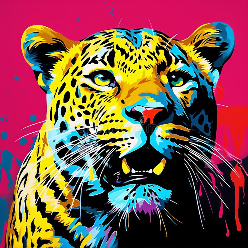 Colorful Leopard Face in Pop Art Style Stock Illustration ...