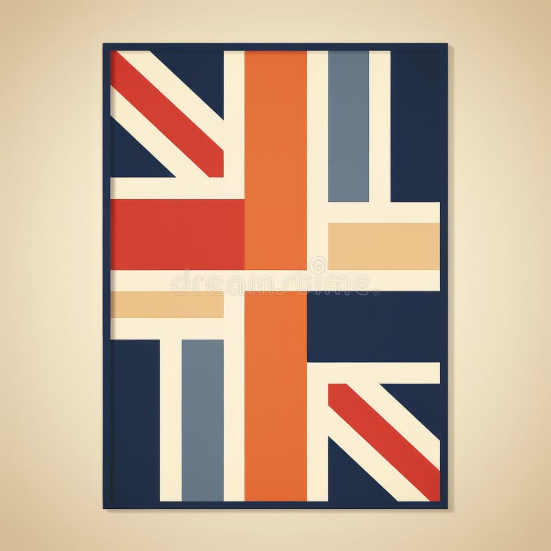 British Flag Poster: Flat Abstraction with Nostalgic Illustration Stock ...
