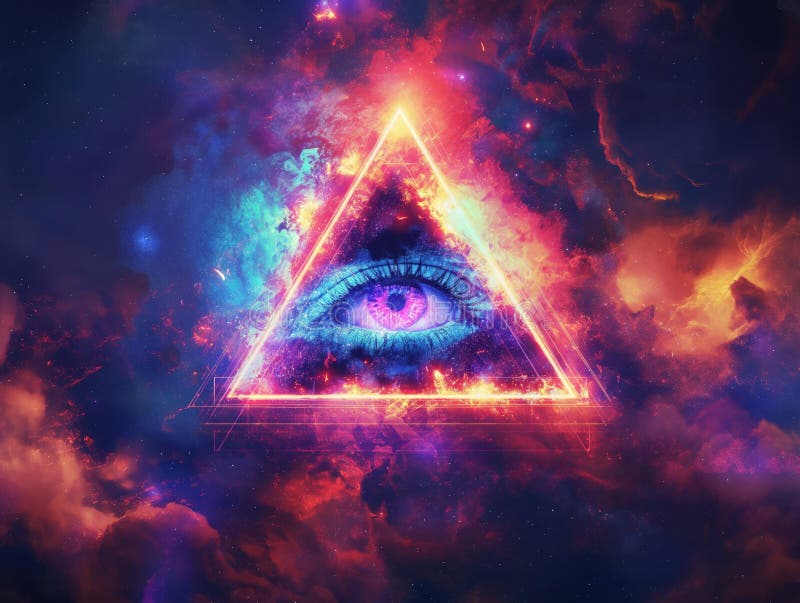 Cosmic Vision in Neon Triangle Stock Image - Image of pink, space ...